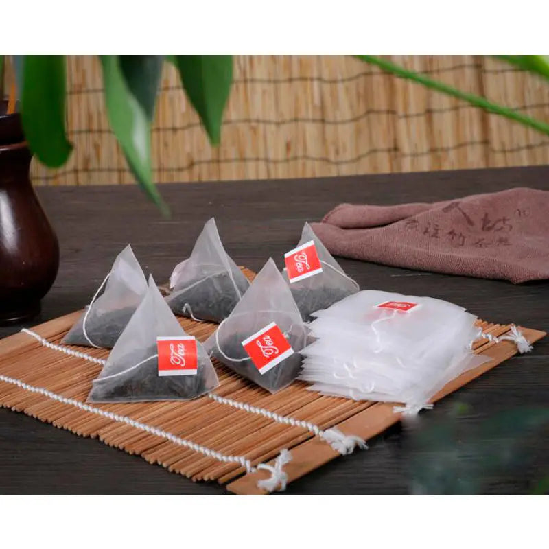 Filtrante nylon "Pirámide" etiqueta Tea - Bolsitasfiltrantes.pe